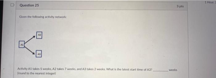 Solved Given the following activity network: Activity A1 | Chegg.com
