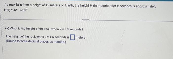 Solved if a rock falls from a height of 42 meters on earth, | Chegg.com
