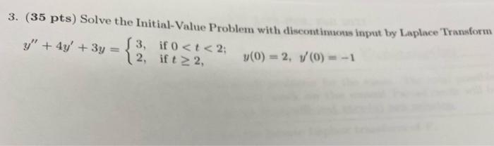 Solved 3. (35 pts) Solve the Initial-Value Problem with | Chegg.com