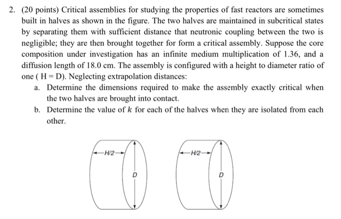 2. (20 points) Critical assemblies for studying the | Chegg.com