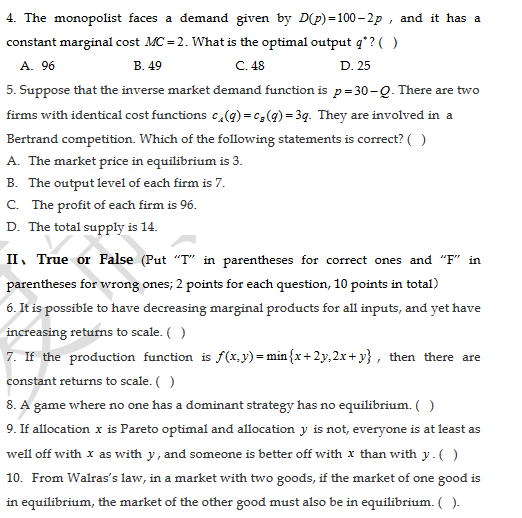 Solved The monopolist faces a demand given by D(p)=100-2p, | Chegg.com