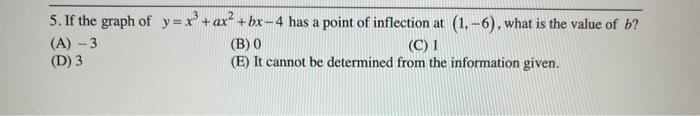 Solved 5. If the graph of y=x3+ax2+bx−4 has a point of | Chegg.com