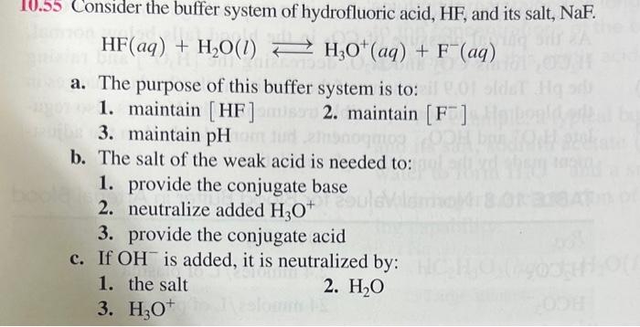 Solved D.55 Consider the buffer system of hydrofluoric acid, | Chegg.com