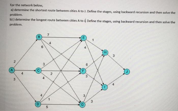 Solved For the network below, a) determine the shortest | Chegg.com