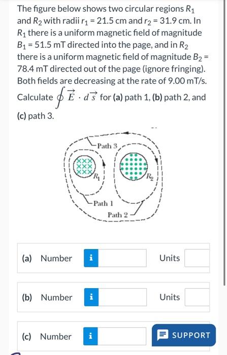 Solved The figure below shows two circular regions R1 and R2 | Chegg.com