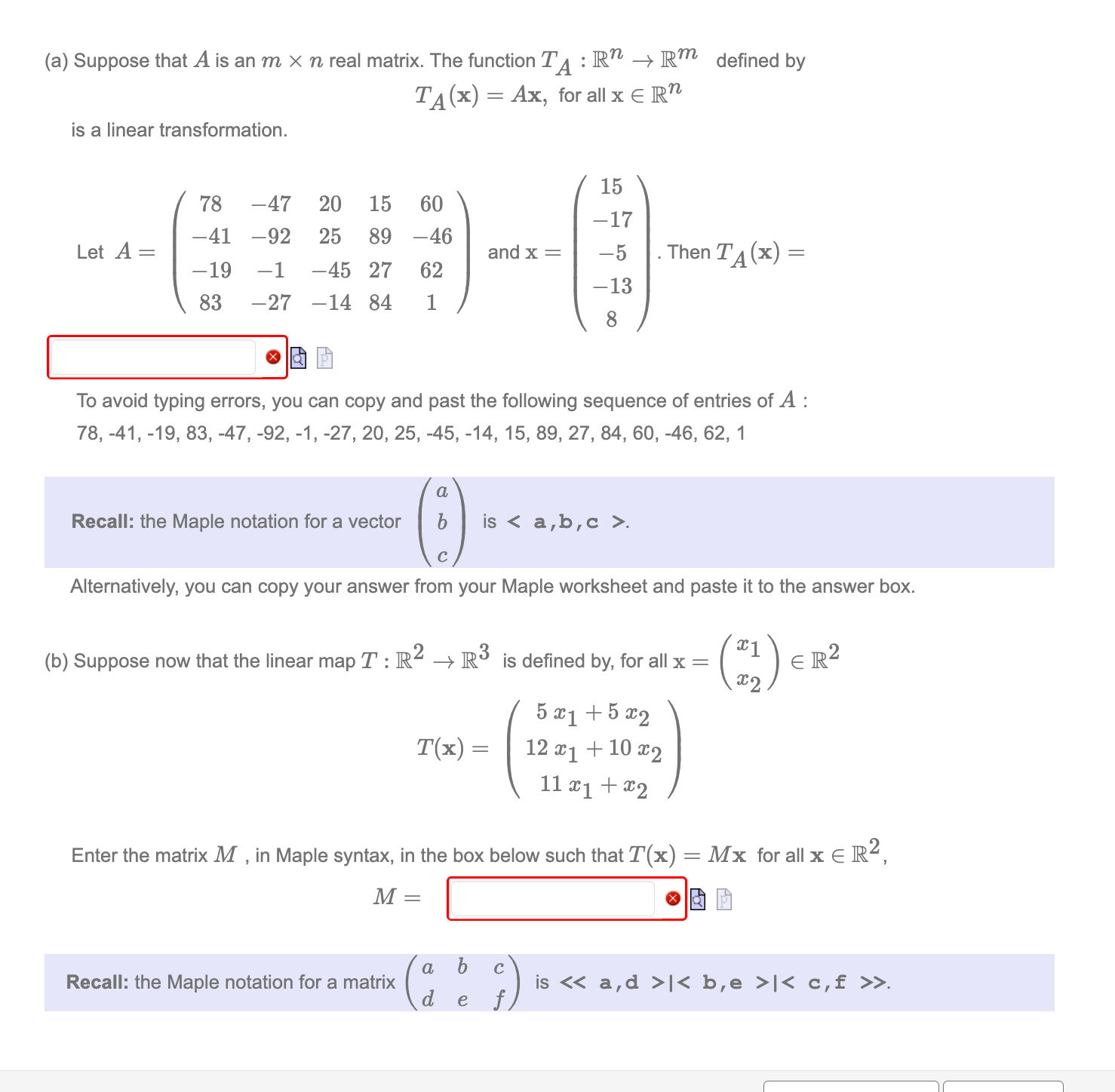 Solved (a) ﻿Suppose that A ﻿is an m×n ﻿real matrix. The | Chegg.com