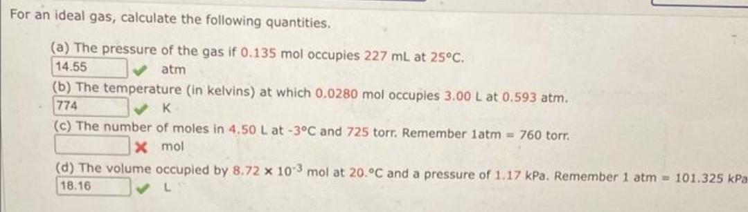 Solved For an ideal gas, calculate the following quantities. | Chegg.com