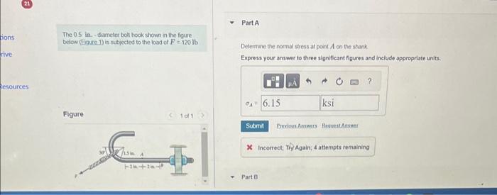 Solved The 0.5in-dimeter bolt hook shiown an the figure | Chegg.com