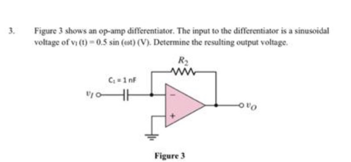 Solved Figure 3 shows an op-amp differentiator. The input to | Chegg.com