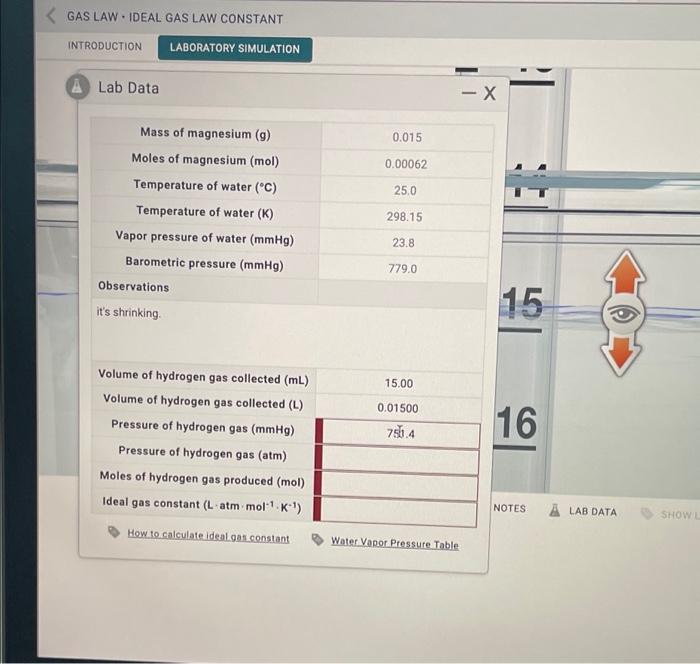 Solved calculate the pressure of hydrogen gas MMHGCalculate | Chegg.com