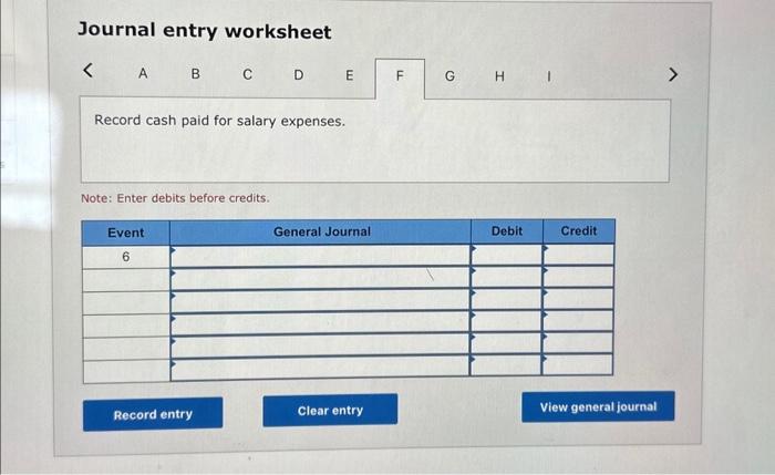 Solved Journal entry worksheet Record entry for cash | Chegg.com