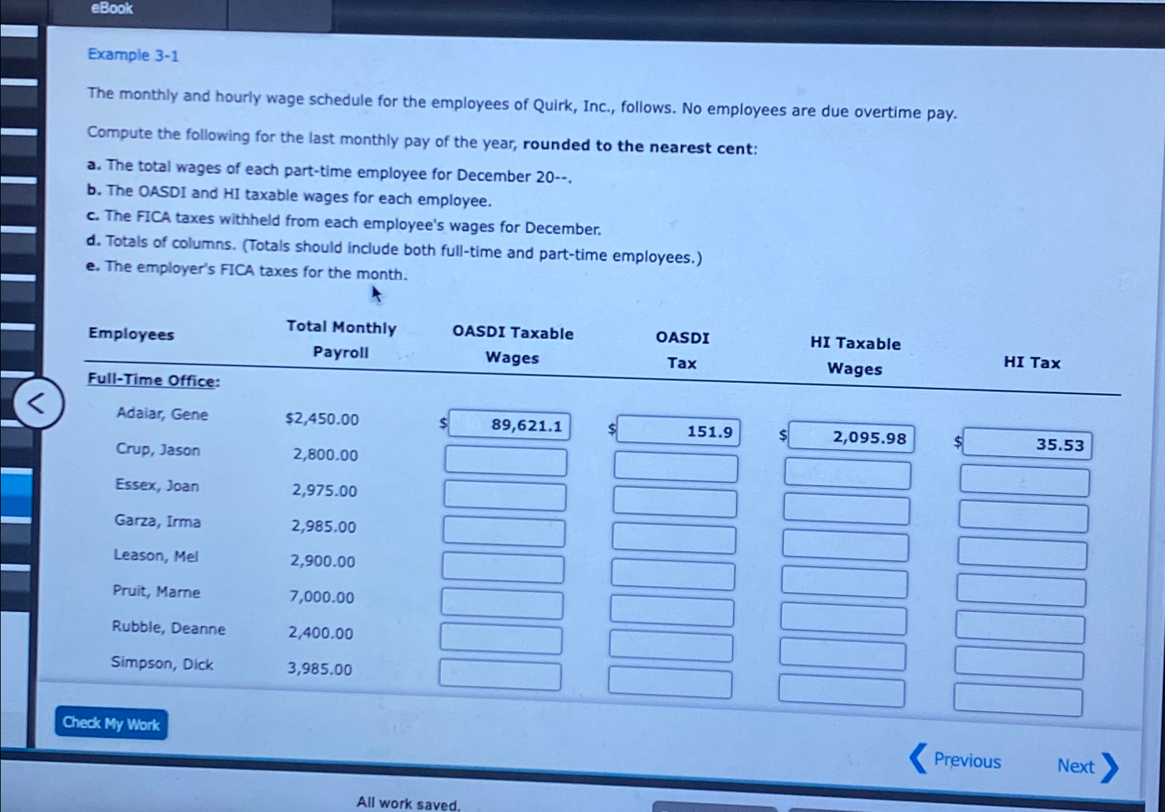 Example 3-1The monthly and hourly wage schedule for | Chegg.com