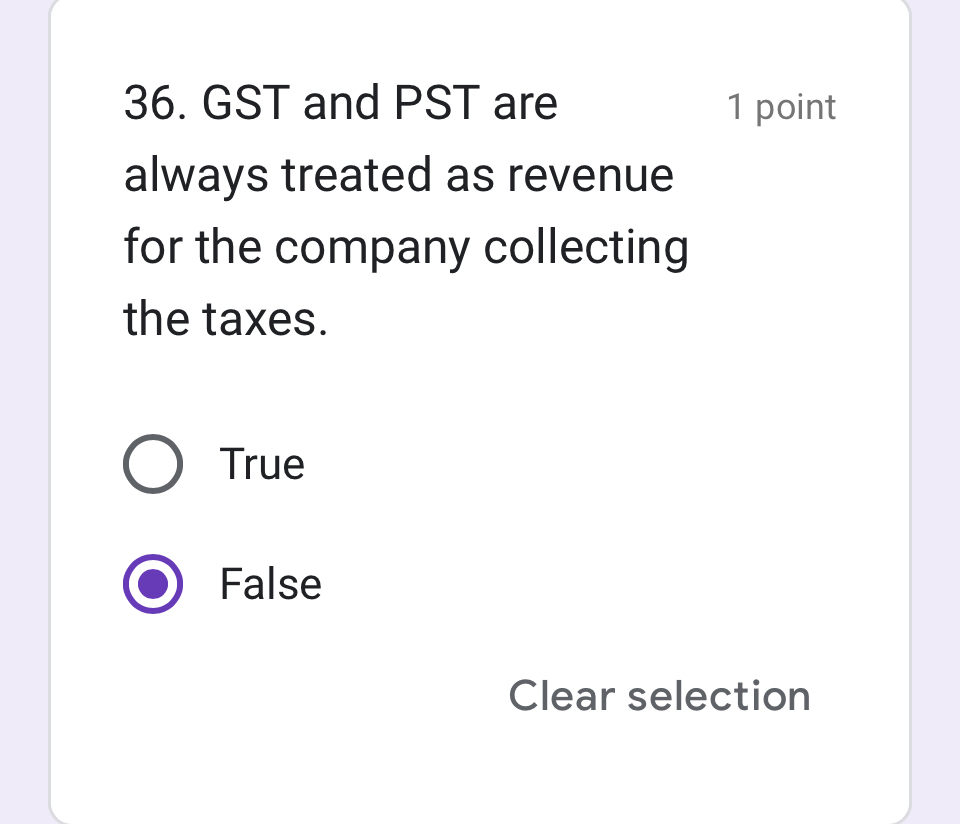 Solved GST and PST are1 ﻿pointalways treated as revenuefor | Chegg.com