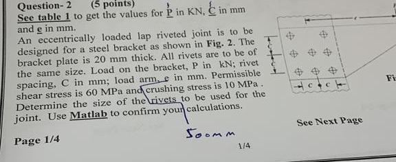 Solved Question- 2 (5 points) and e in mm. An eccentrically | Chegg.com