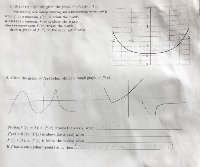 Solved الي 1. To the right you are given the graph of a | Chegg.com