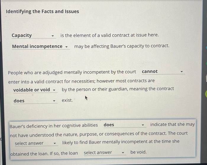 Solved Identifying the Facts and Issues Capacity is the | Chegg.com