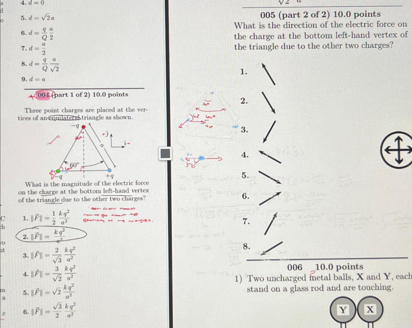 Solved d=0d=22ad=qQa2d=a2d=qQa22d=a+004 (part 1 ﻿of 2) 10.0 | Chegg.com