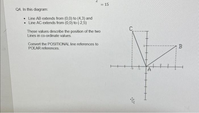 Solved Q4. In this diagram: - Line AB extends from (0,0) to | Chegg.com