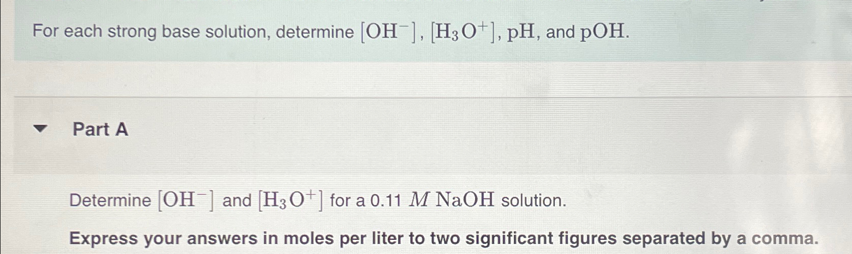 Solved For each strong base solution, determine | Chegg.com
