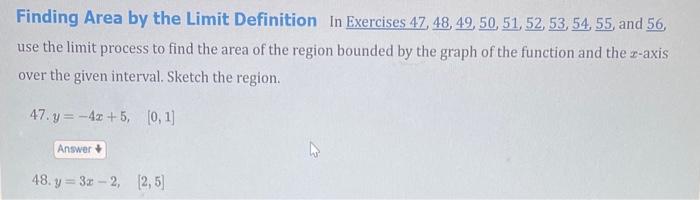 Solved Finding Area by the Limit Definition In Exercises 47, | Chegg.com