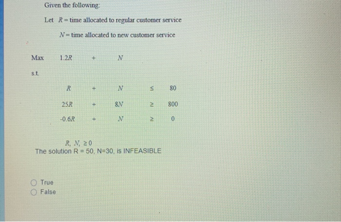 Solved Given the following: Let R=time allocated to regular | Chegg.com