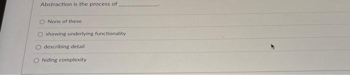 Solved Abstraction is the process of None of these showing | Chegg.com