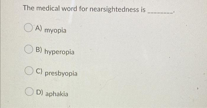 Solved The suffix -ia means A) "eye; vision" OB) | Chegg.com