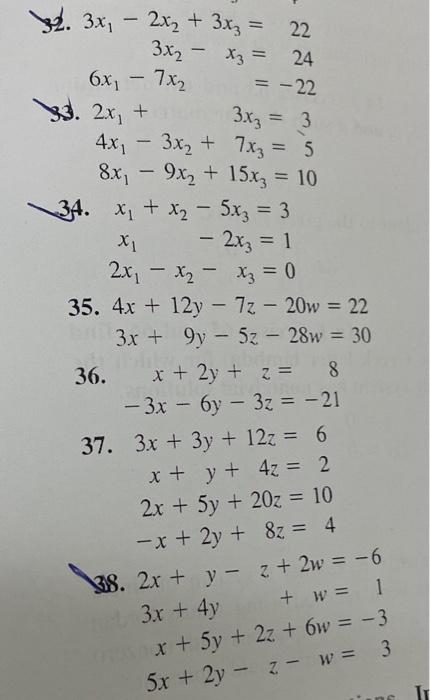 Solved System of Linear Equations In Exercises 25–38, solve | Chegg.com