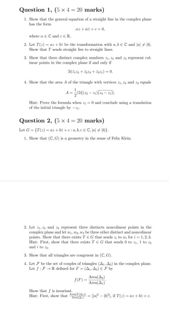 Solved Question 1, (5×4=20 marks ) 1. Show that the general | Chegg.com Solved Question 1, (5×4=20 marks ) 1. Show that the general | Chegg.com