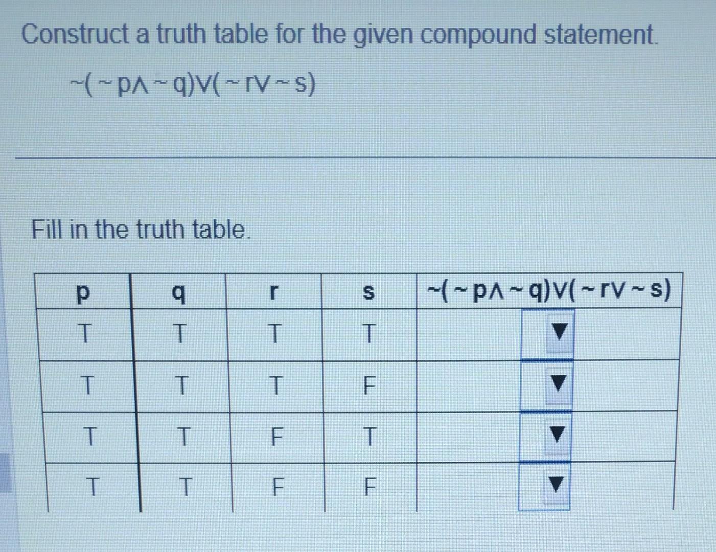Solved Construct a truth table for the given compound | Chegg.com