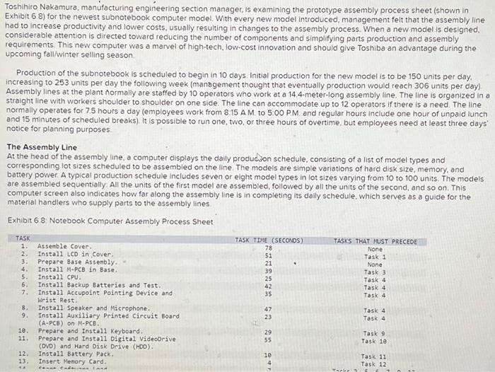 Solved Toshihiro Nakamura, manufacturing engineering section | Chegg.com