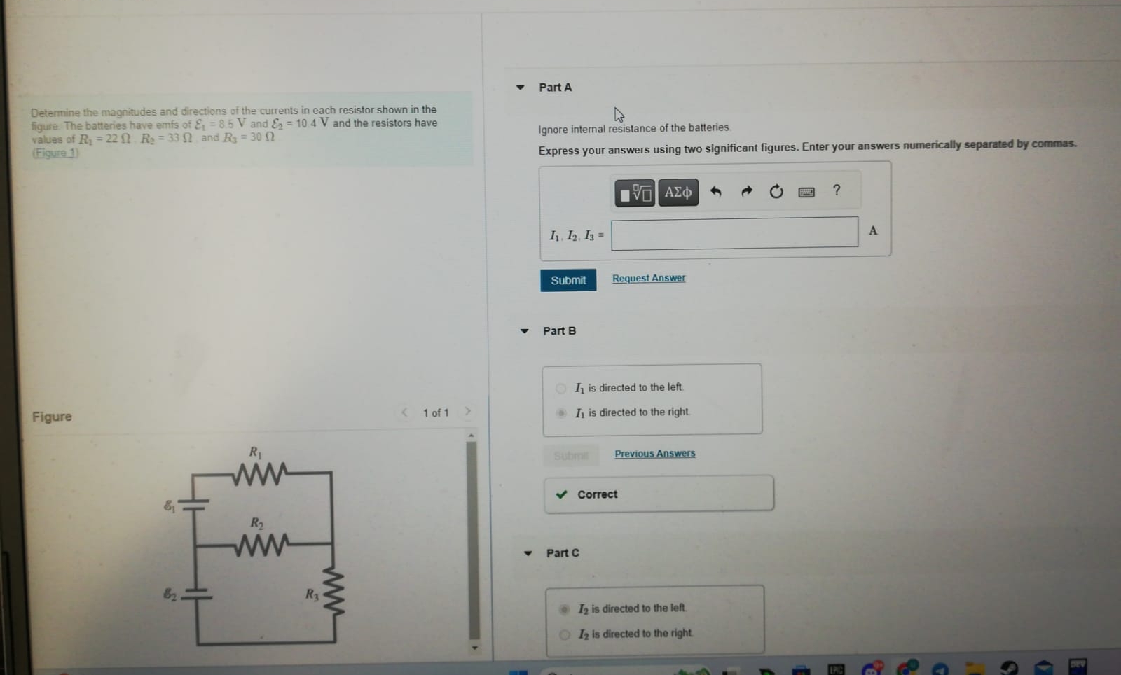 Solved Part ADetermine the magnitudes and directions of the | Chegg.com