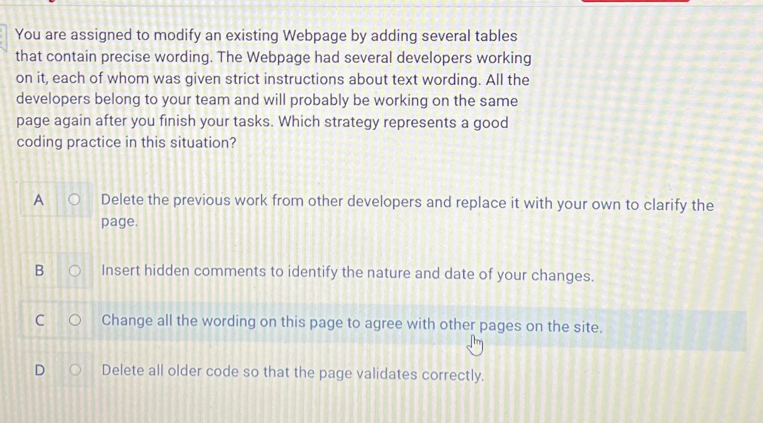 Solved You are assigned to modify an existing Webpage by | Chegg.com