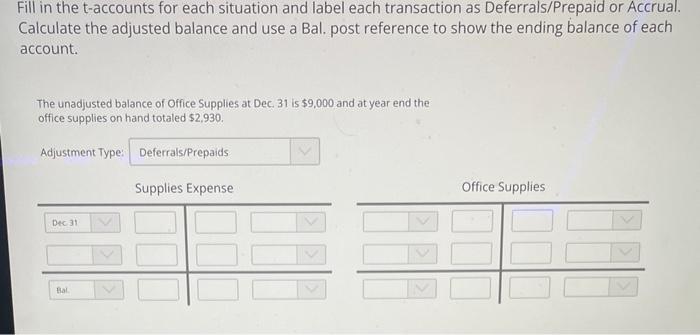 Solved Fill in the t-accounts for each situation and label | Chegg.com