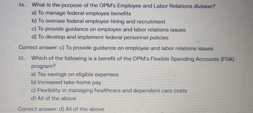 Solved What is the purpose of the OPM's Employee and Labor | Chegg.com