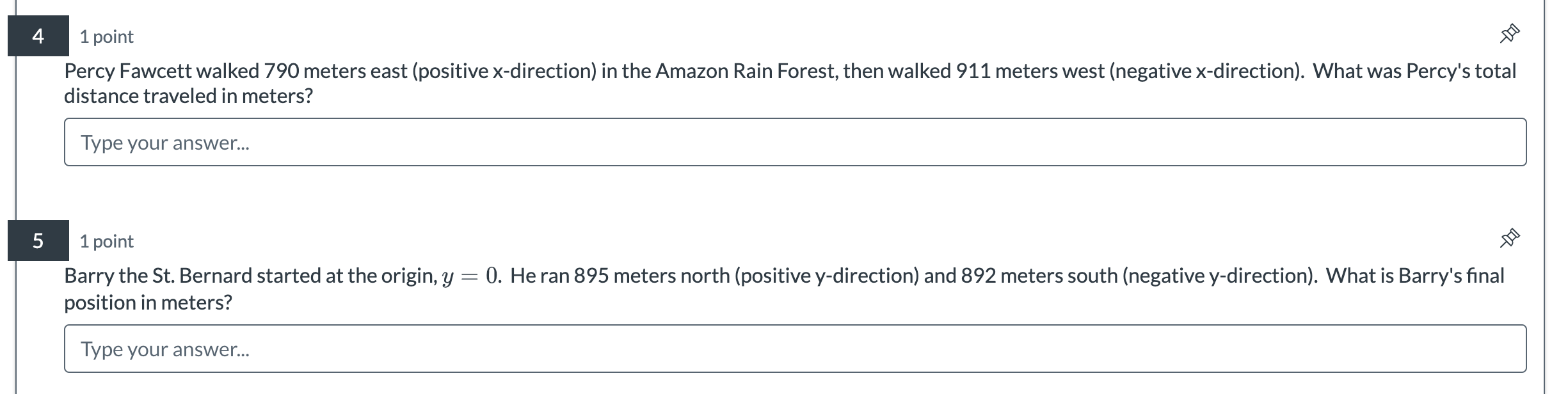 Solved Percy Fawcett walked 790 ﻿meters east (positive | Chegg.com