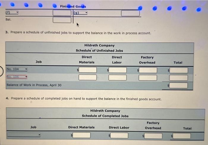 Solved Entries and Scheduies for Unfinished Jobs and | Chegg.com