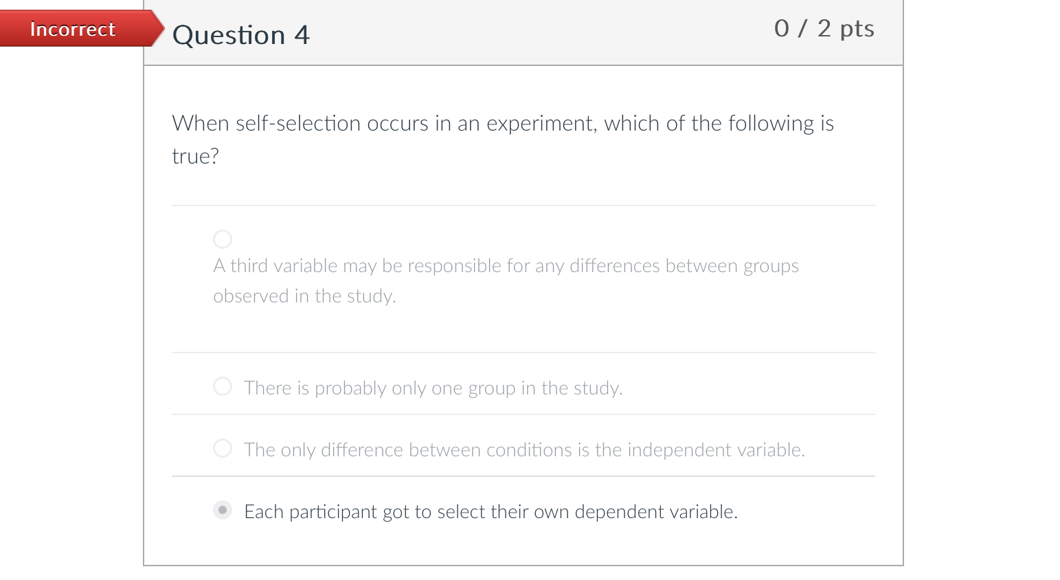 Solved Question 4When self-selection occurs in an | Chegg.com