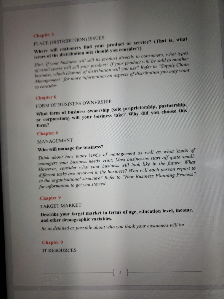 1 STUDENT BUSINESS PLAN PROJECT TEMPLATE Chapter 1 | Chegg.com