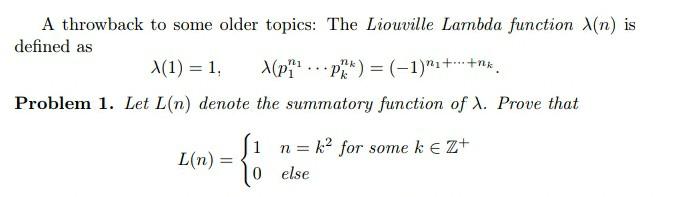 Solved A throwback to some older topics: The Liouville | Chegg.com