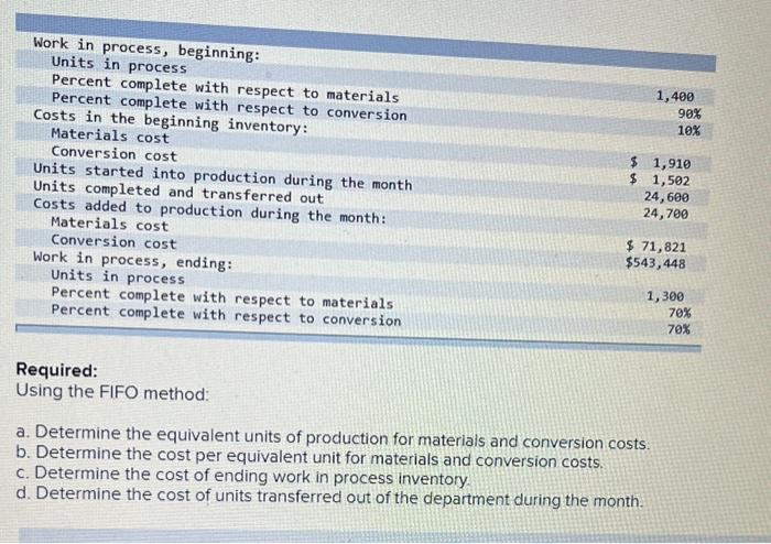 Solved Required: Using the FIFO method: a. Determine the | Chegg.com