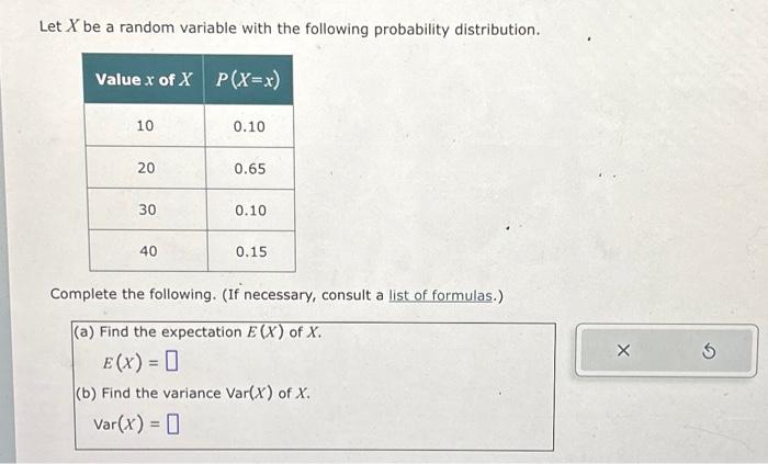 Solved Let X be a random variable with the following | Chegg.com