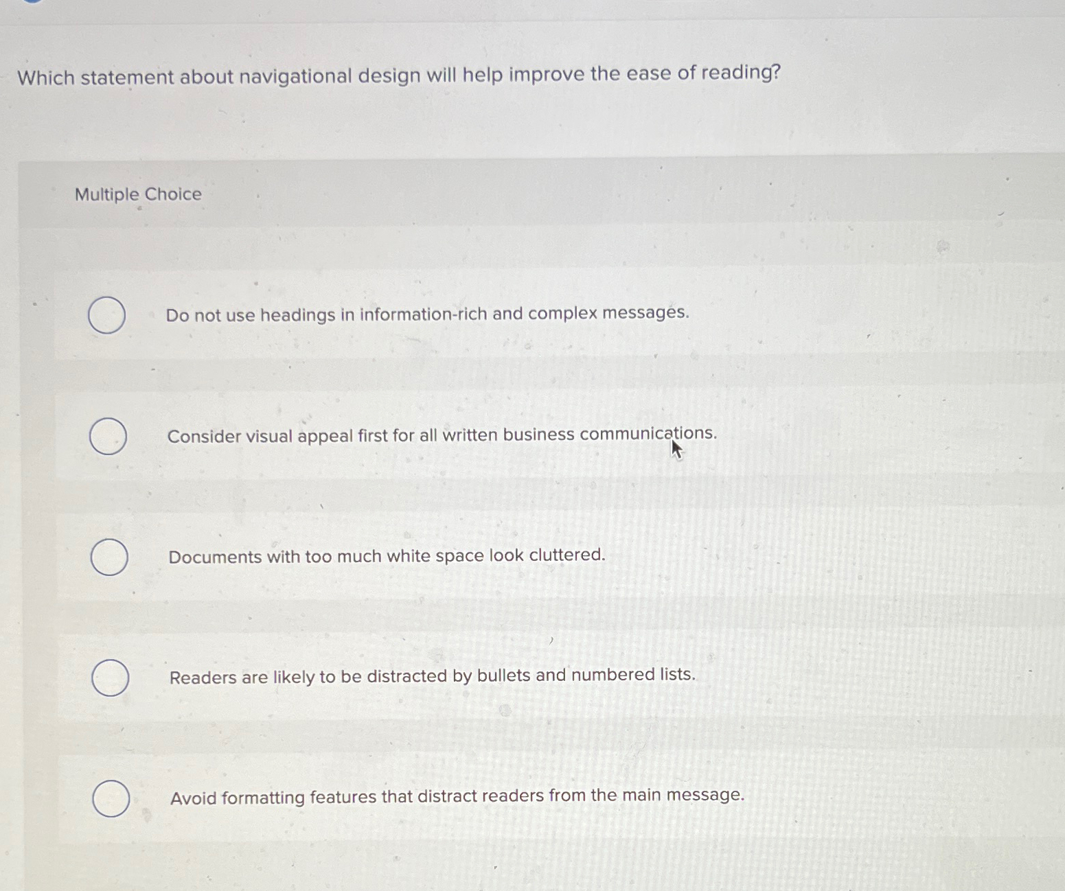 Solved Which statement about navigational design will help | Chegg.com