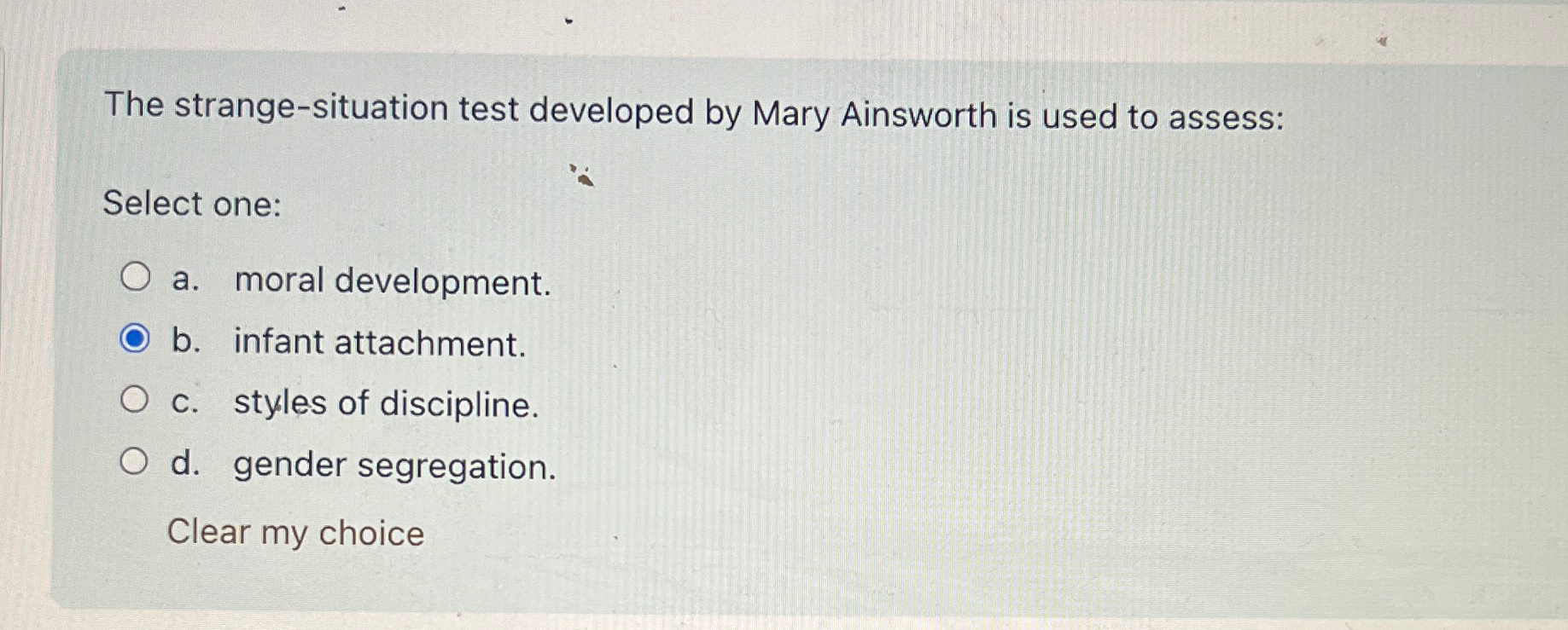 Solved The strange-situation test developed by Mary | Chegg.com