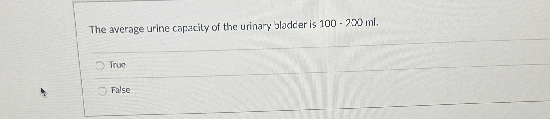 Solved The average urine capacity of the urinary bladder is | Chegg.com