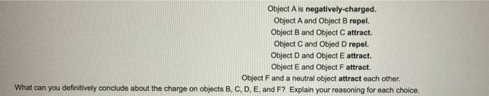 Solved Object A is negatively-charged. Object A and Object B | Chegg.com