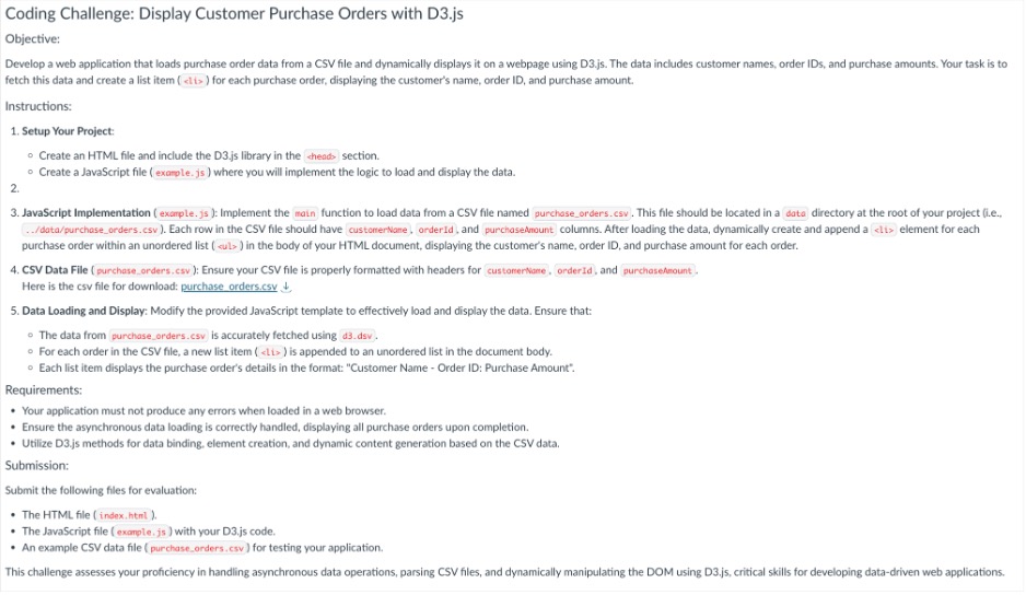 Solved Coding Challenge: Display Customer Purchase Orders | Chegg.com
