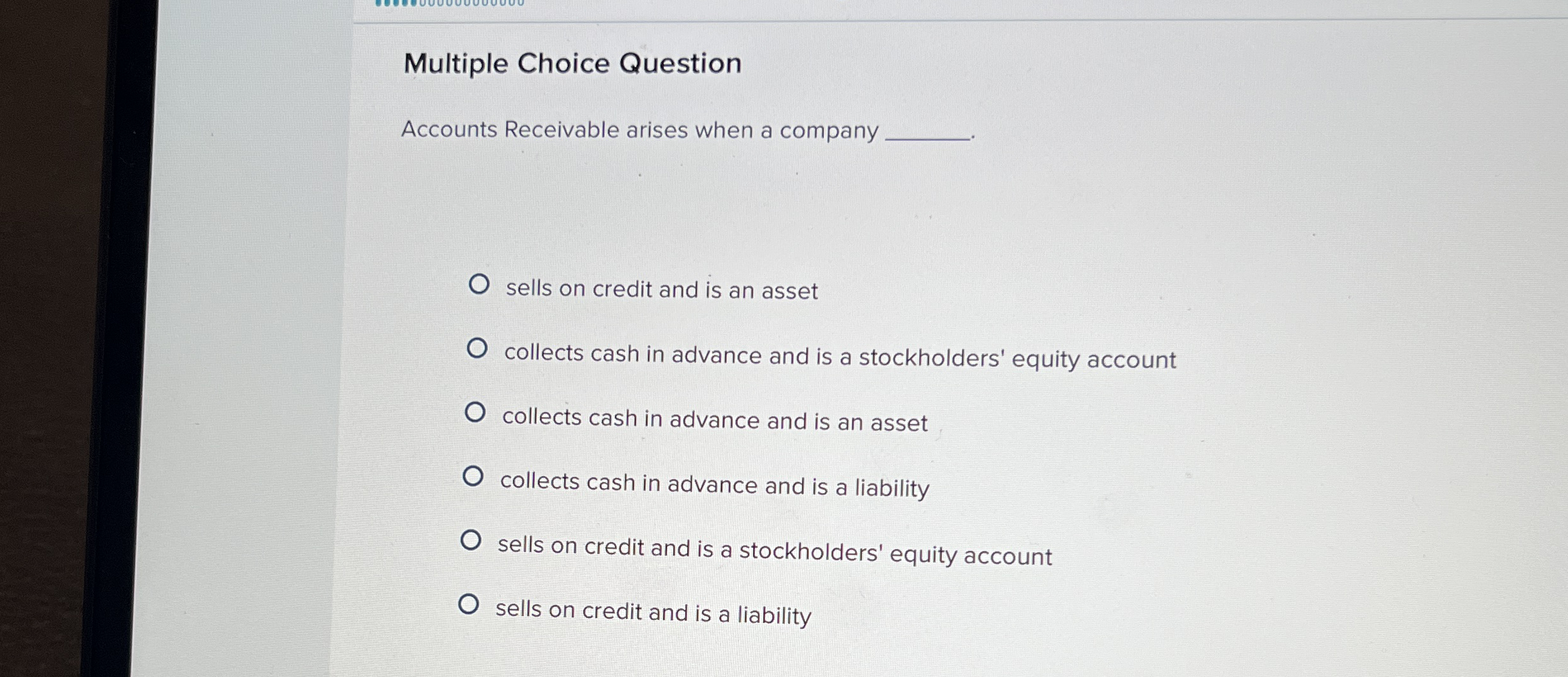 Solved Multiple Choice QuestionAccounts Receivable arises | Chegg.com