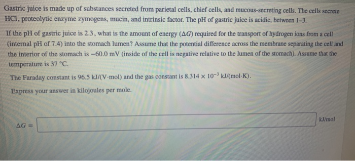 Solved Gastric juice is made up of substances secreted from | Chegg.com