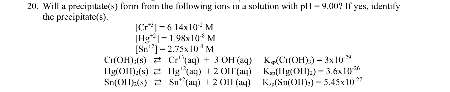 Solved Will a precipitate(s) ﻿form from the following ions | Chegg.com